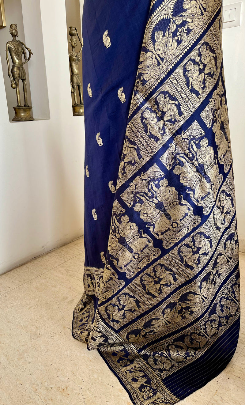 TIYASHA – PEACOCK MOTIFS AND STORYTELLING BALUCHARI SILK – MOS Preloved