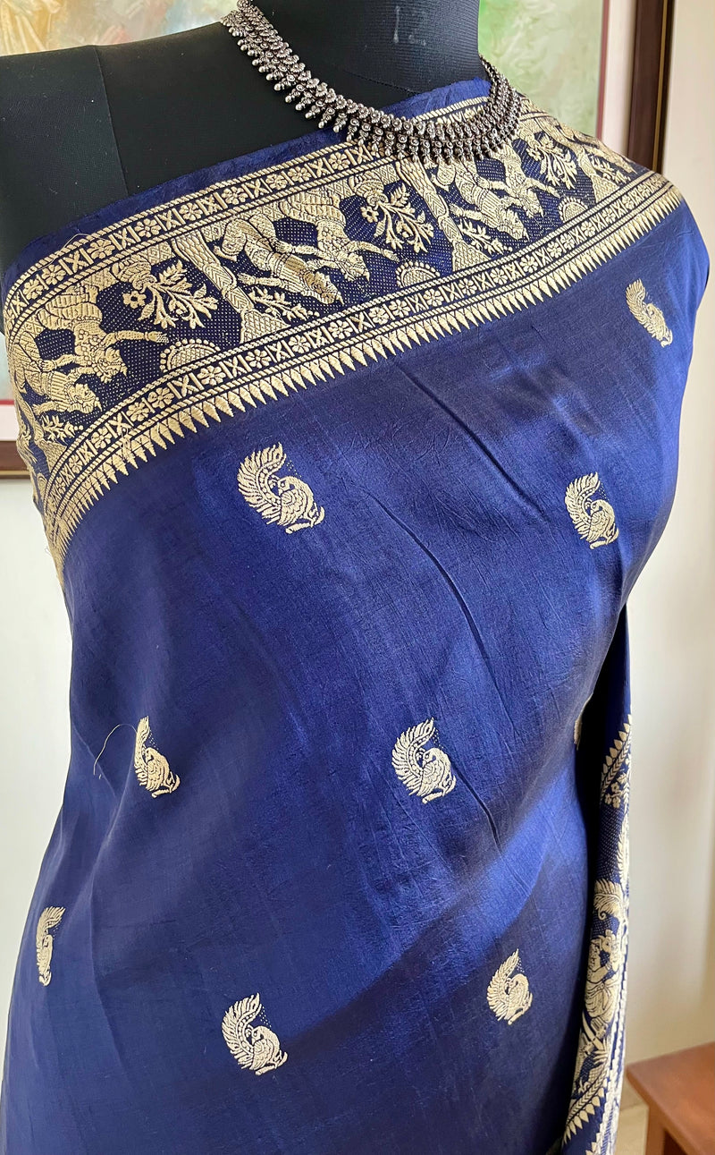 TIYASHA – PEACOCK MOTIFS AND STORYTELLING BALUCHARI SILK – MOS Preloved