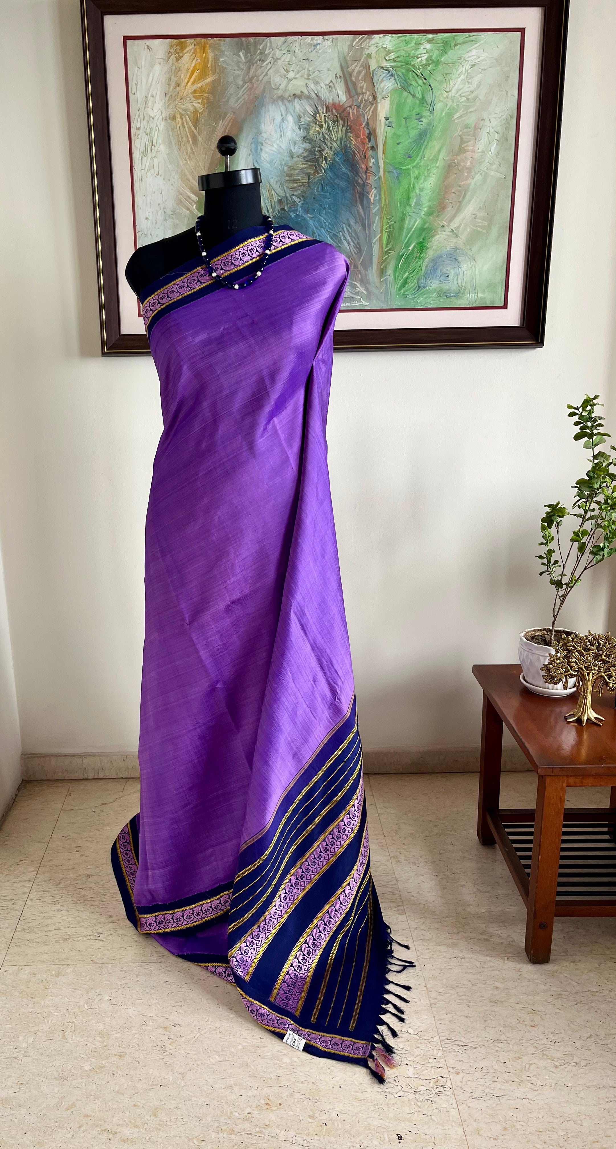 SARASU- MAUVE KORVAI KANJIVARAM SAREE WITH NAVY PAISLEY BORDER – MOS ...